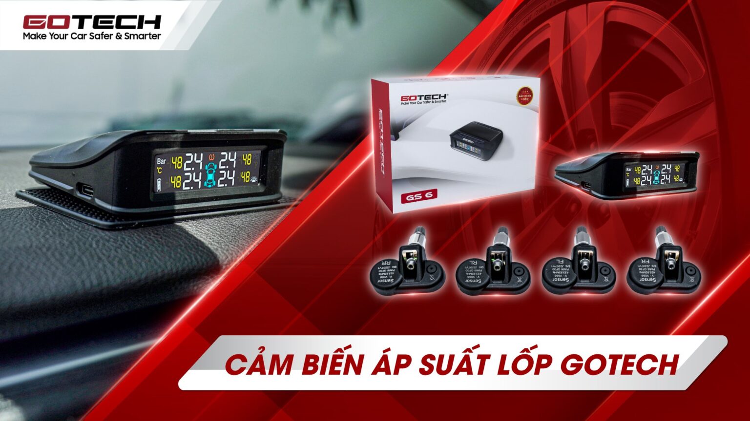 Cảm biến áp suất lốp GOTECH GS6, GS8 thông minh, chính xác