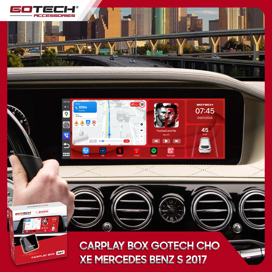 Android Box GOTECH cho xe Mercedes Benz S 2017